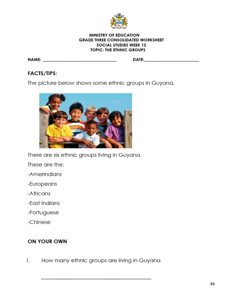Grade 3 Social Studies: Ethnic Groups in Guyana | PDF | Guyana