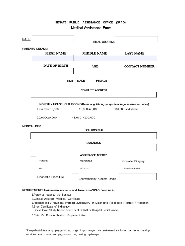 Medical Assistance Application Form | PDF