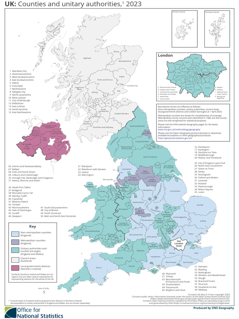 UK Local Authorities Map 2023 | PDF | Local Government