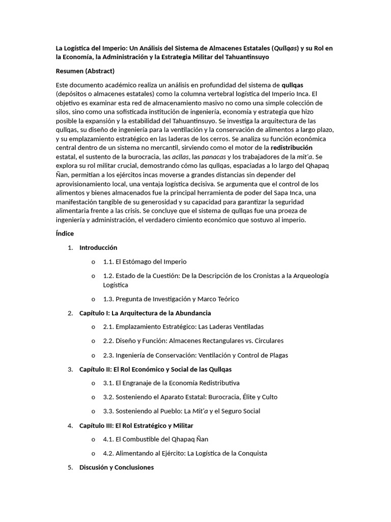 Acllas Panacas Mit'a: Qullqas | PDF | Imperio Inca | Andes