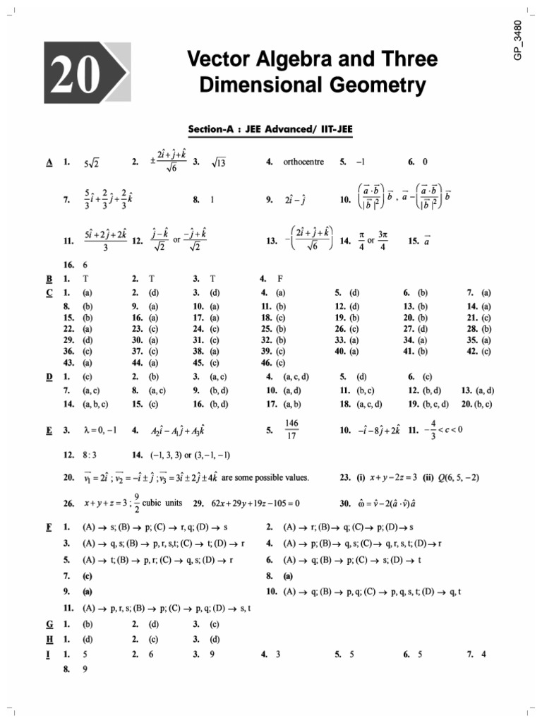 2501220_Vector Algebra and Three Dimensional Geometry_Solutions | PDF