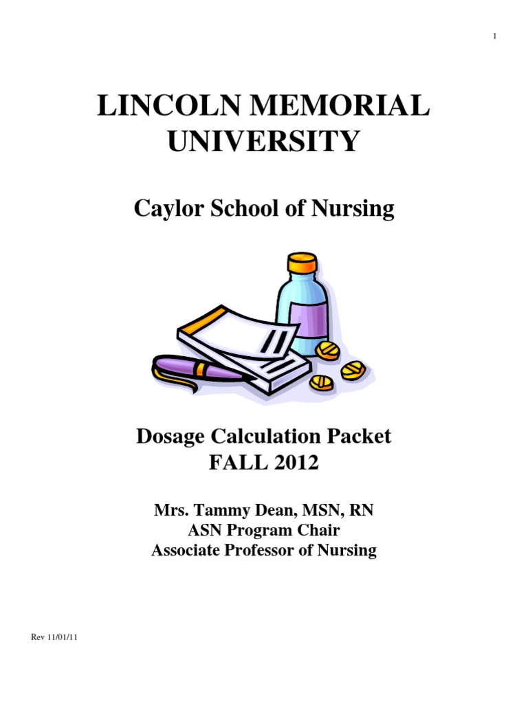Dosage Calculation Packet A Comprehensive Guide To Solving Dosage