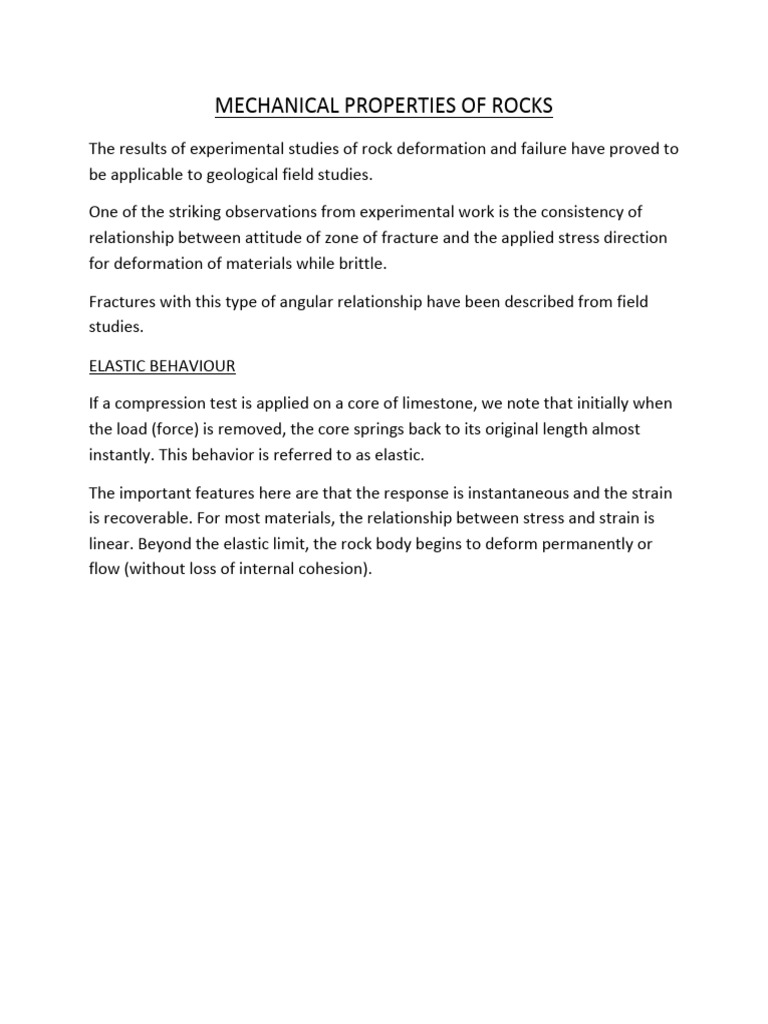 Lecture 6 - Mechanical Properties of Rocks | PDF | Deformation ...