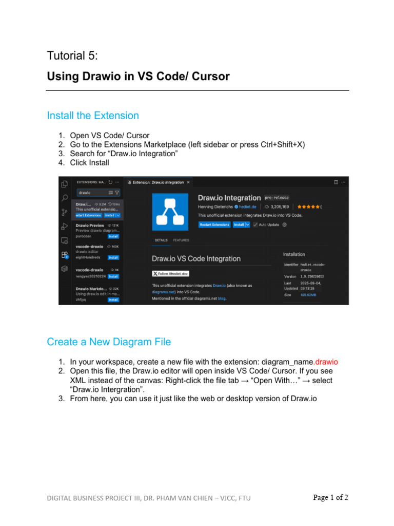 Tutorial5 Using Drawio in VScode Cursor | PDF