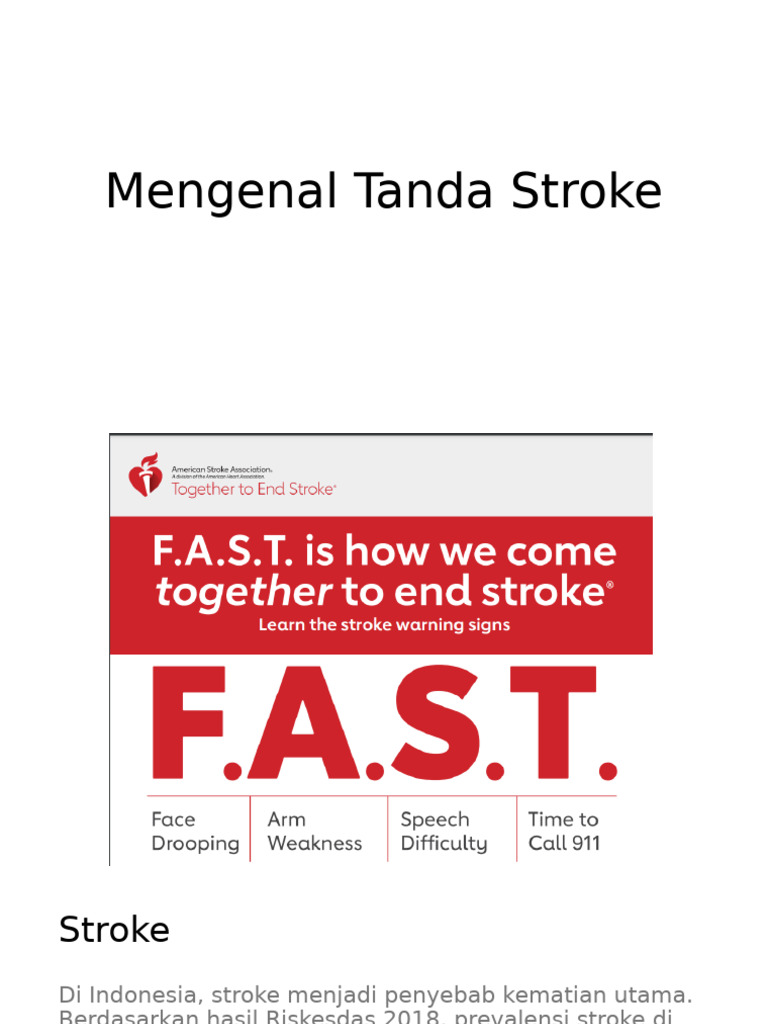 Tanda Awal Stroke: Metode FAST | PDF