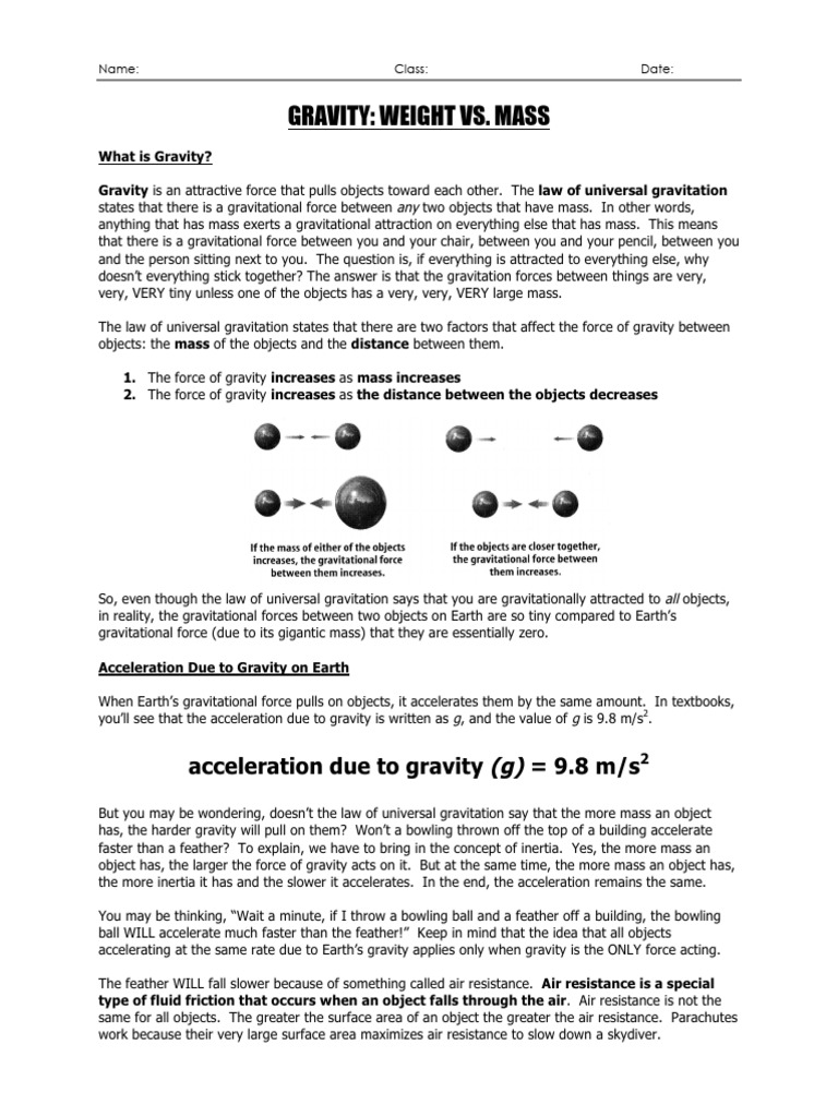 WS - Weight Vs Mass PDF | PDF | Weight | Mass
