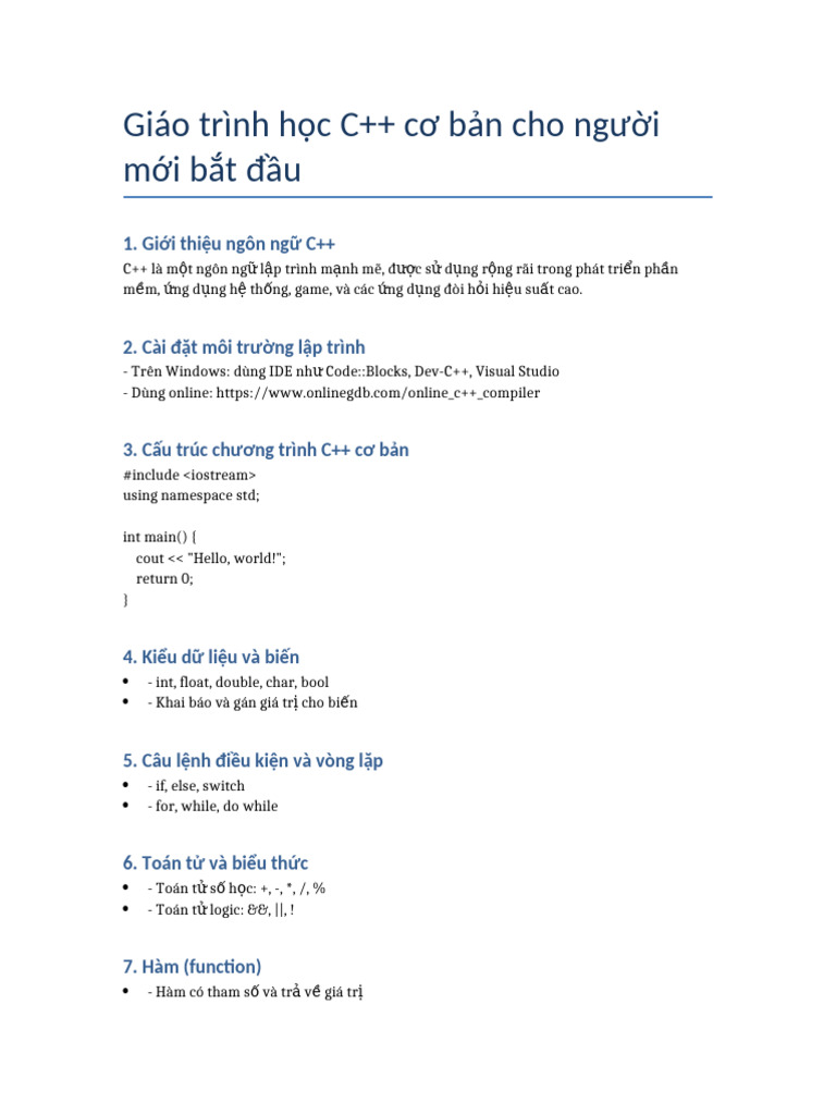 Giao Trinh CPP Cho Nguoi Moi | PDF