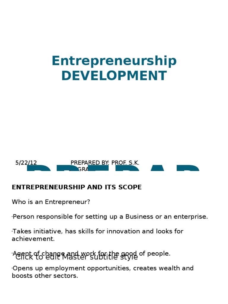 Understanding Entrepreneurship Scope | PDF | Partnership | Entrepreneurship