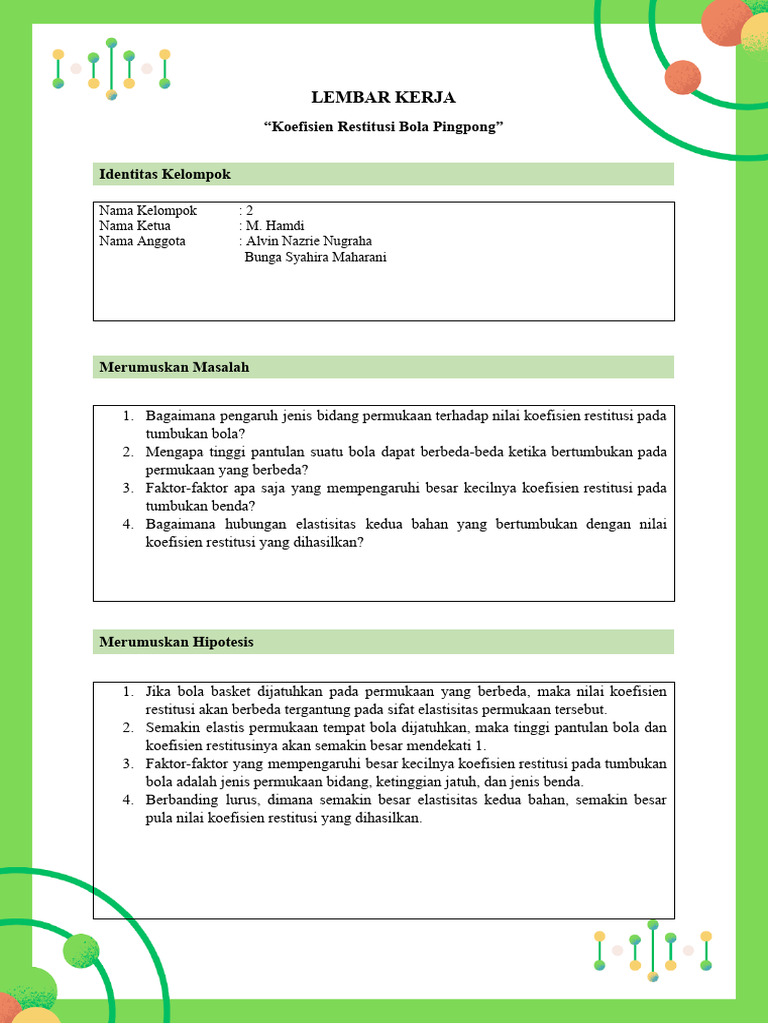 Pengaruh Permukaan pada Koefisien Restitusi | PDF