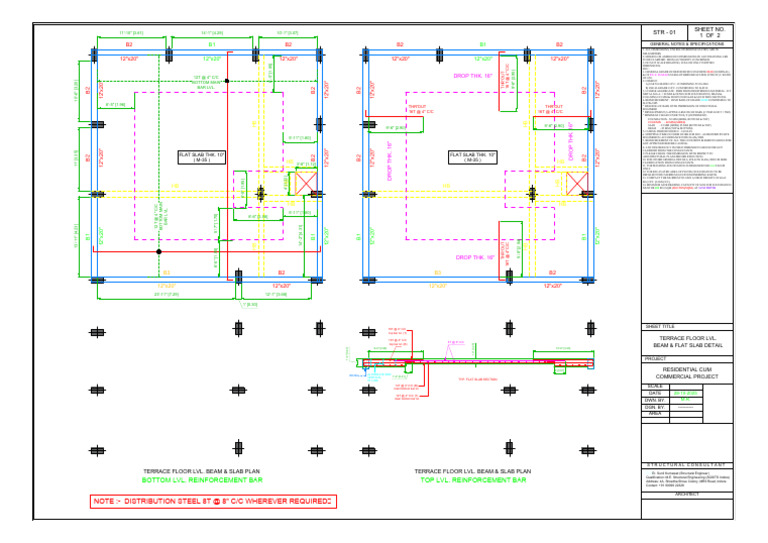1 OF 2 - TERRACE FLOOR LVL. FLAT SLAB - RESIDENTIAL CUM COMMERCIAL PROJECT - 28-10-2025 - R1 ...