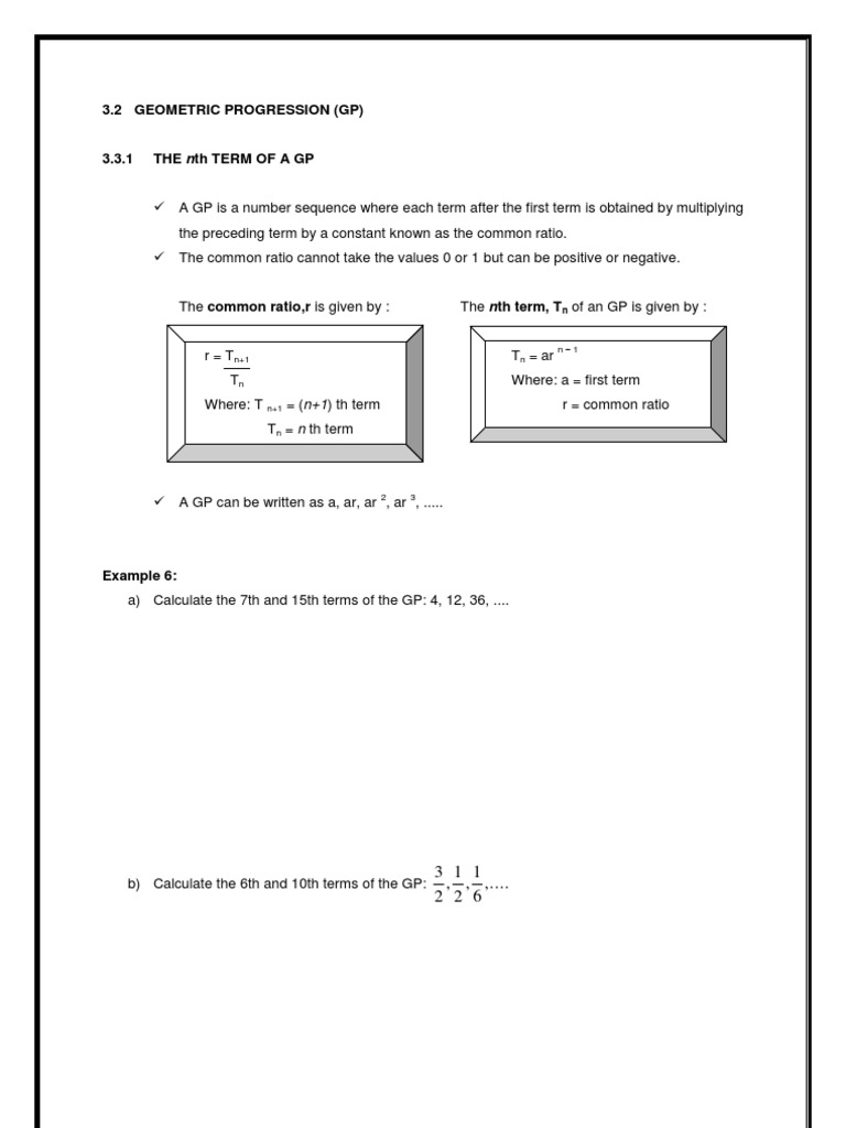 Geometric Progression GP | PDF | Teaching Mathematics | Mathematical ...