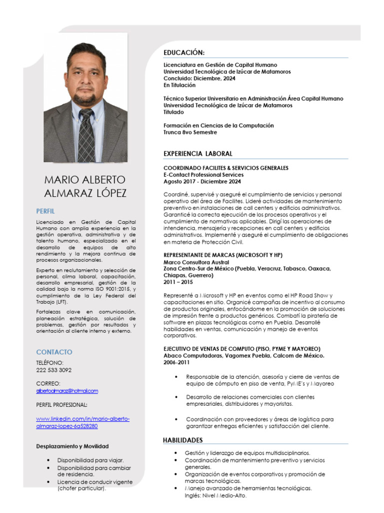 CV Mario Alberto Almaraz | PDF | México | Business