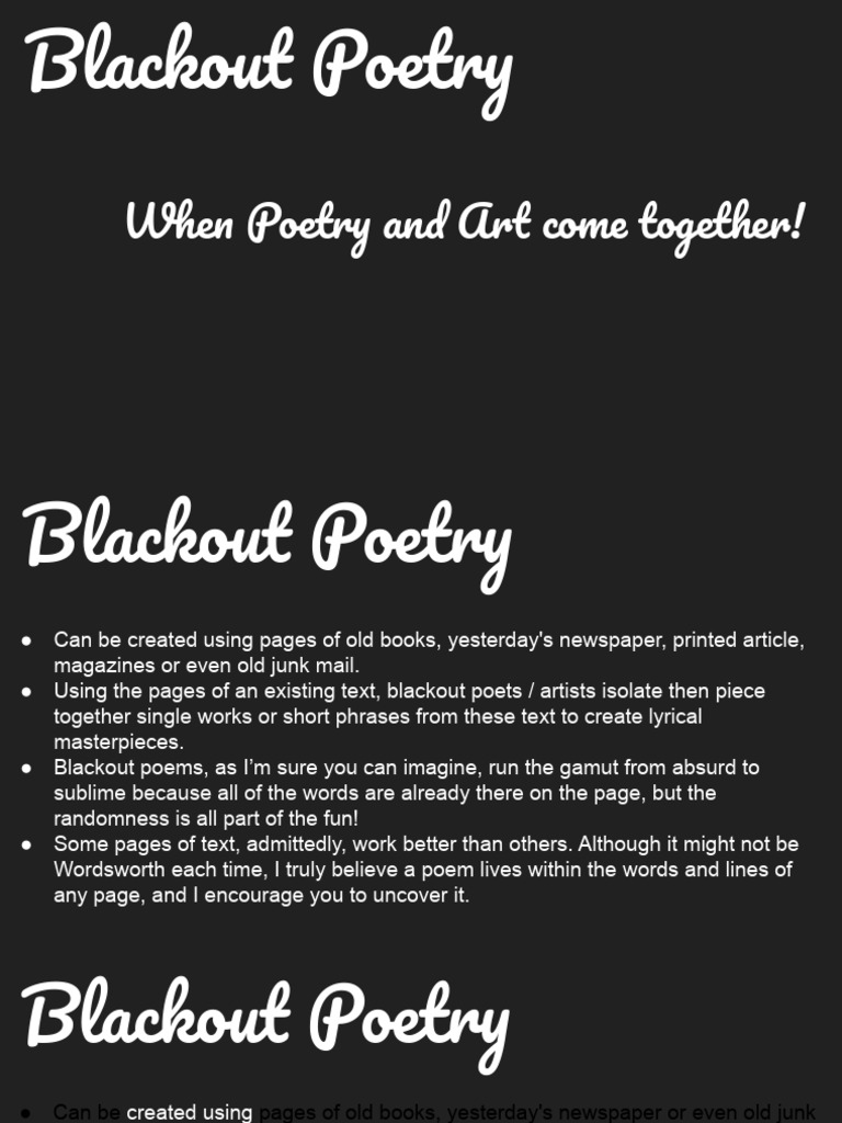 Blackout Poetry | PDF | Poetry | Writing