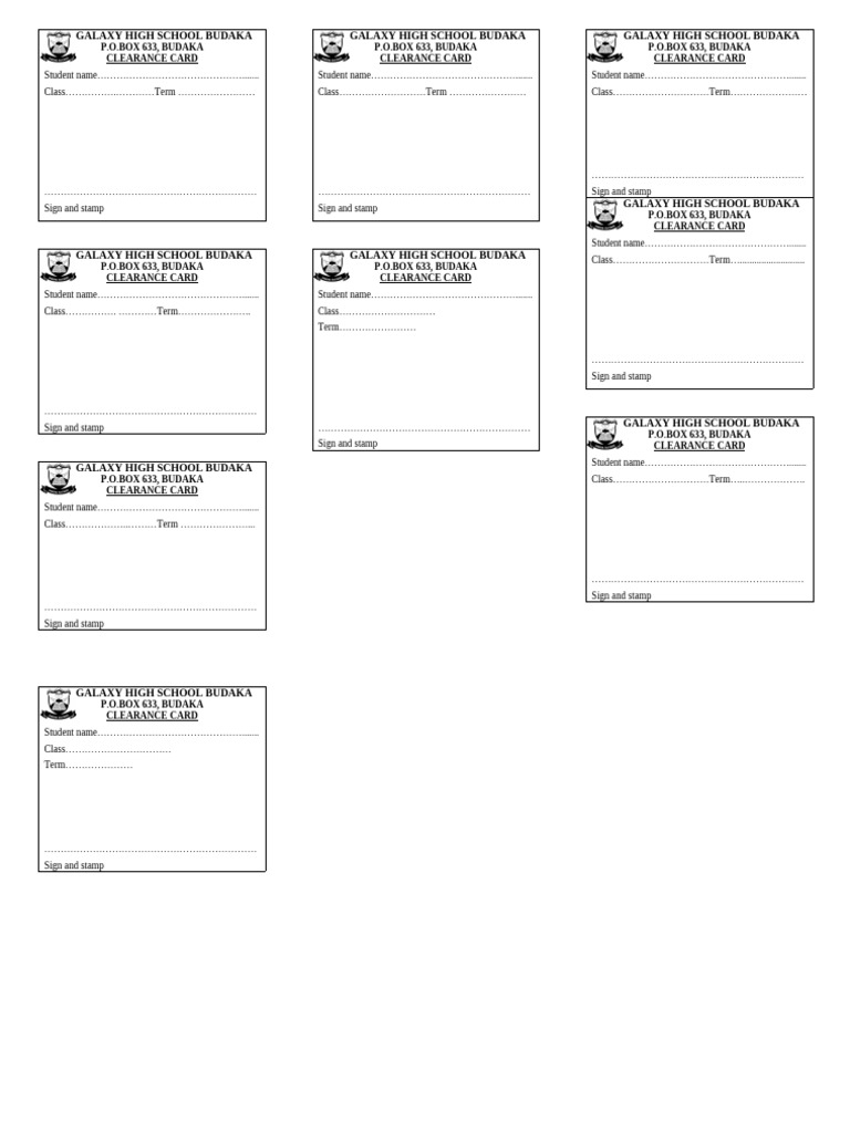 Clearance Card 2 | PDF