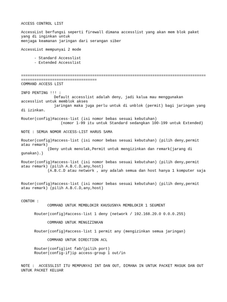 Access Control List | PDF