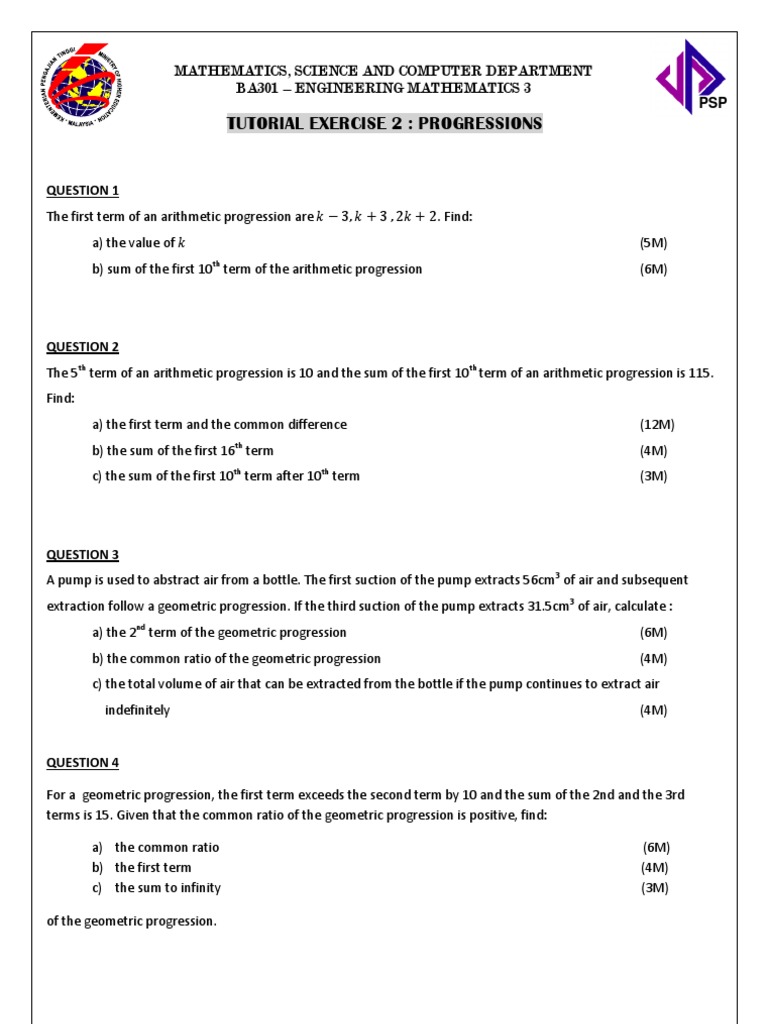 Tutorial Exercise 2 Progression | PDF