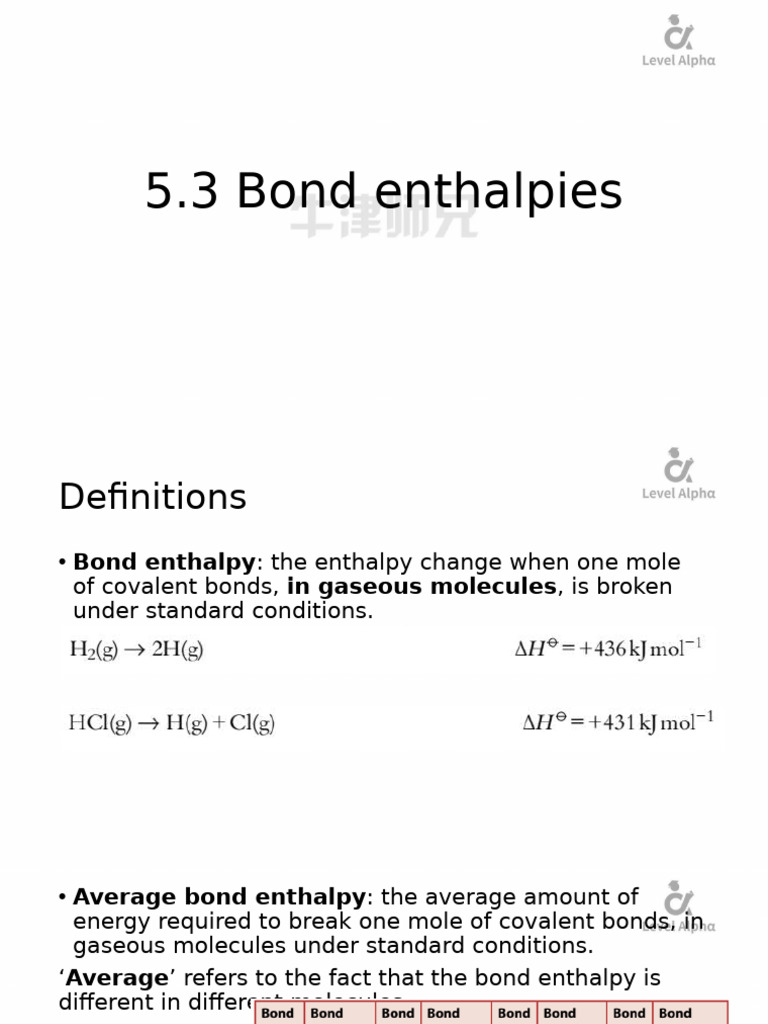 5.3 Bond Enthalpies | PDF