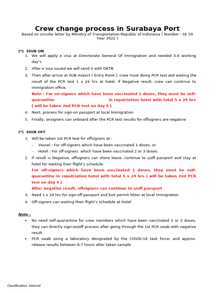 Crew Change Process in 2021-2023 | PDF