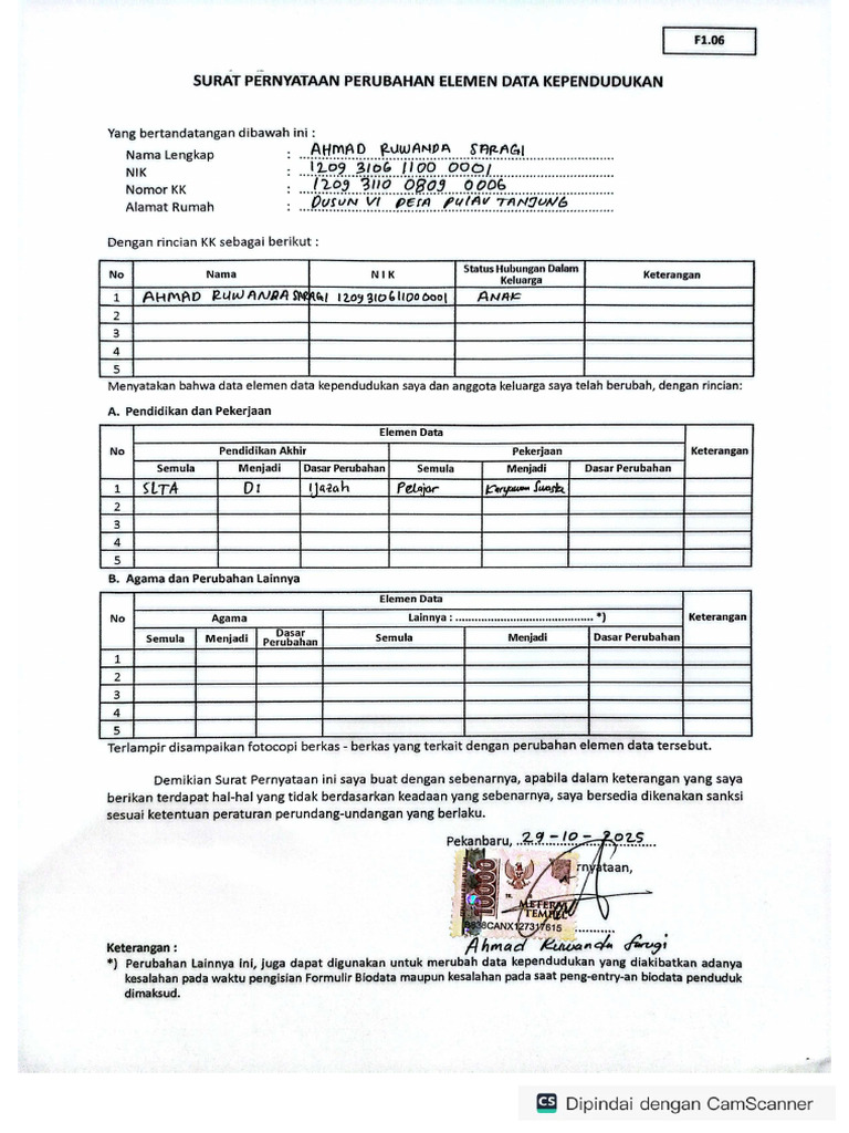 Formulir F1.06 | PDF