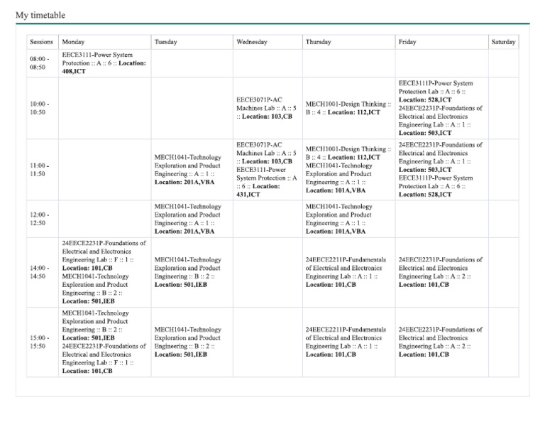 Time Table | PDF