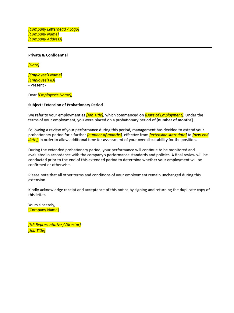Probationary Period Extension Notice | PDF
