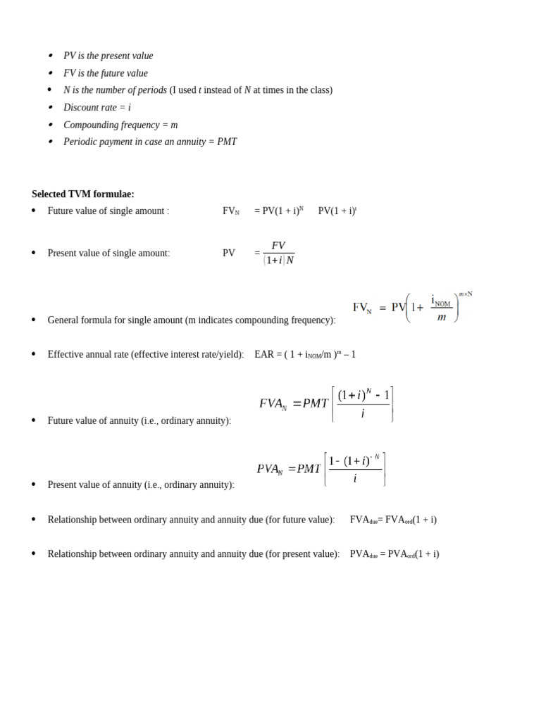 Time Value of Money Formulas Explained | PDF