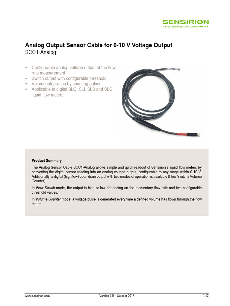 Analog Output Sensor Cable SCC1-Analog | PDF | Resistor | Flow Measurement