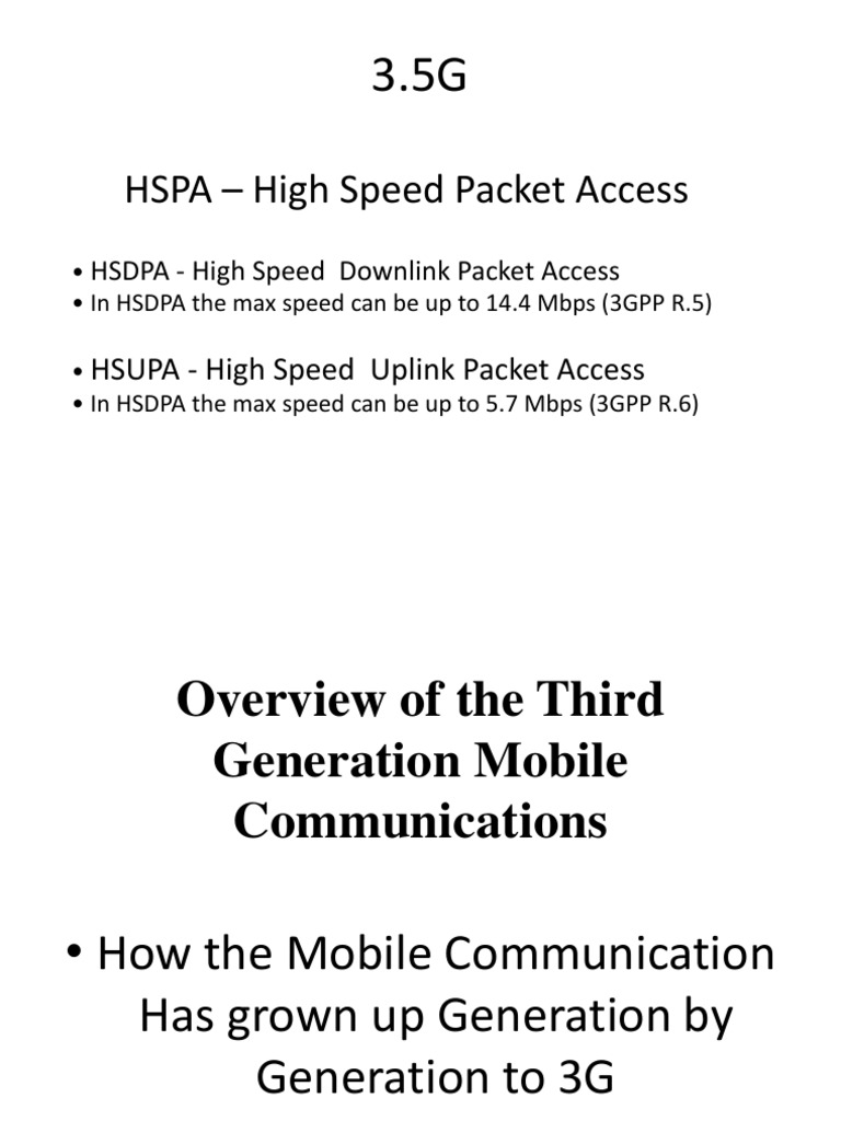 3rd Gen Mob Comm. | PDF | High Speed Packet Access | Telecommunications Equipment