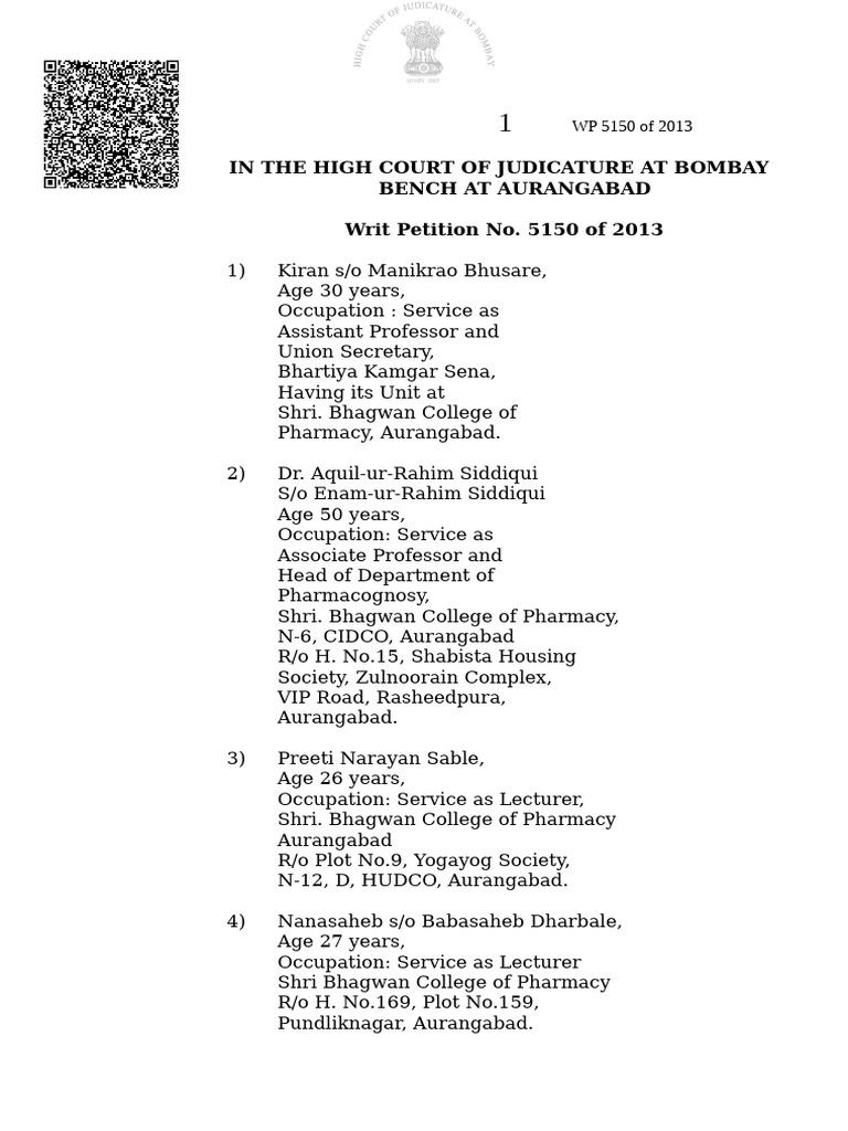 Case 04 v1-2013 High Court - Bhagwan Mandal & Manikrao Bhusare | PDF ...
