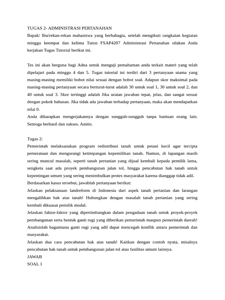 Tugas 2- Administrasi Pertanahan | PDF