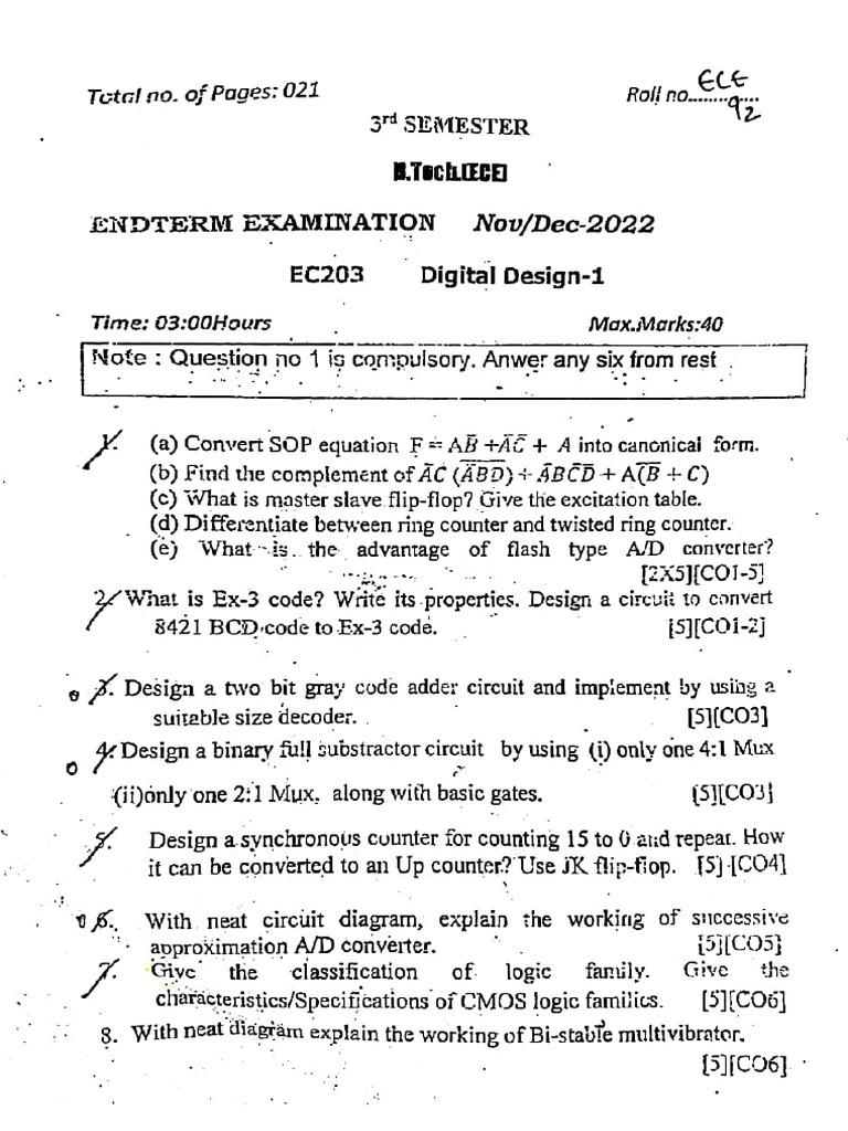 Digital Design One Paper | PDF