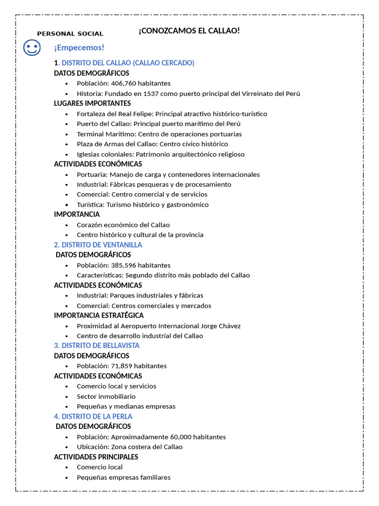 Descubre los Distritos del Callao | PDF | Economias