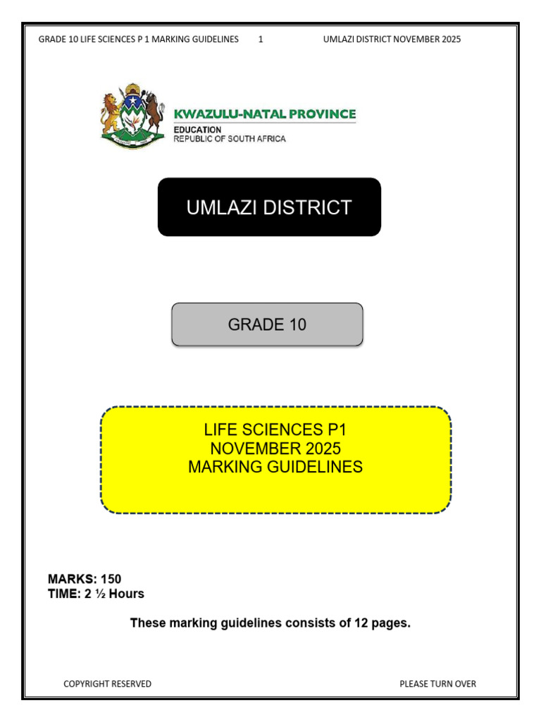 Grade 10 Life Sciences P1 Guidelines | PDF | Cancer | Anatomy