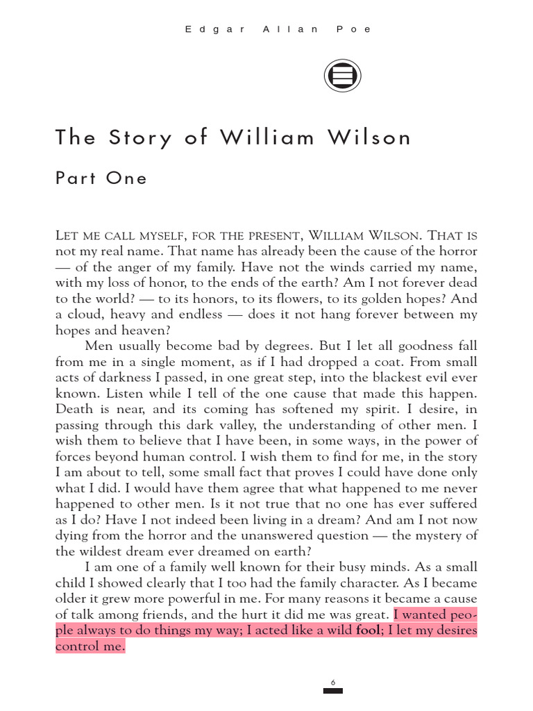 The Tale of William Wilson | PDF | Mind | Anger