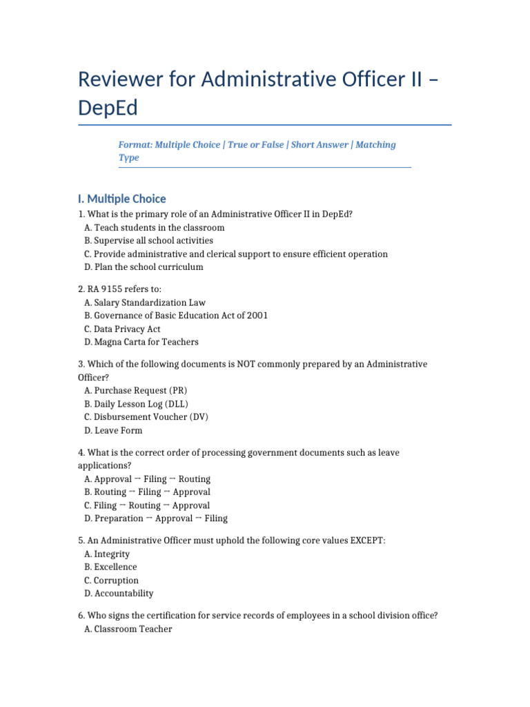 Admin Officer II Reviewer | PDF
