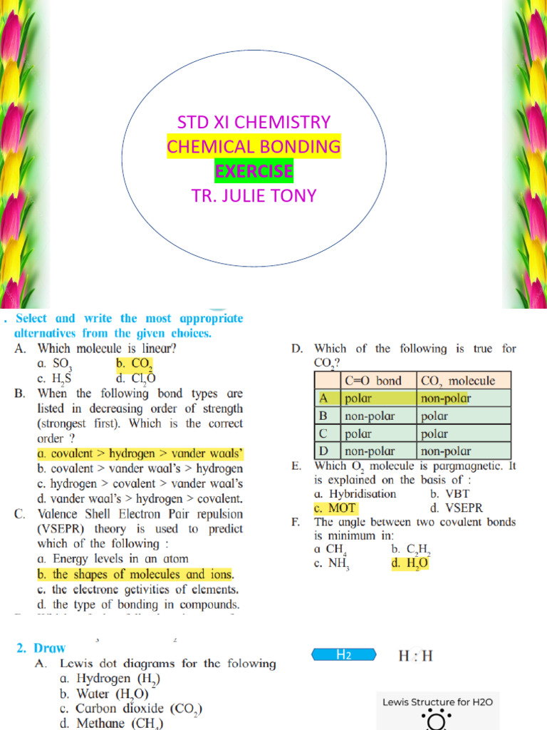 Chemical Bonding - Exercise | PDF