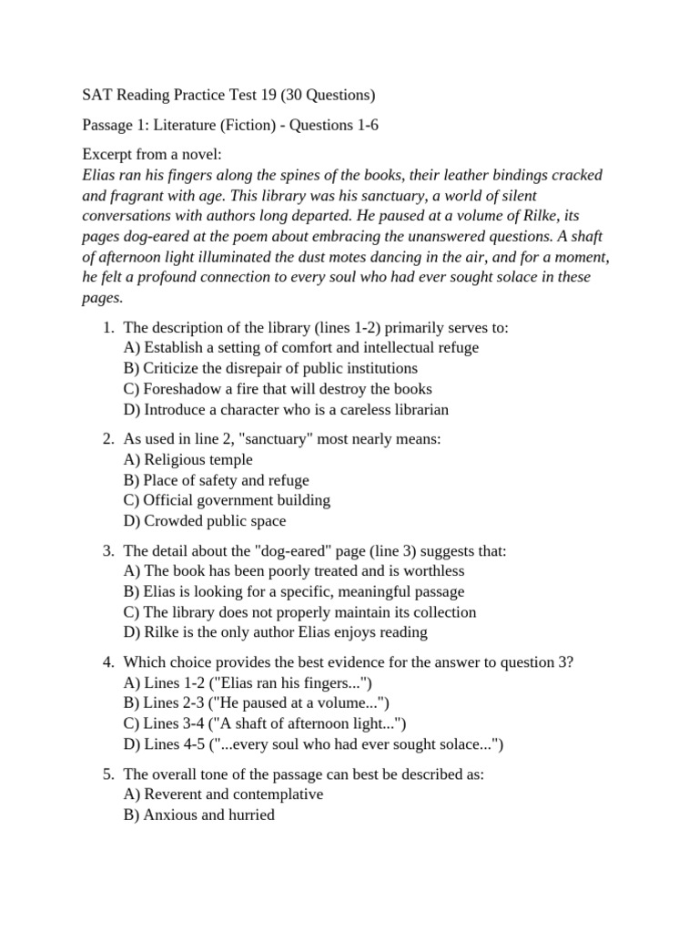 SAT Reading Practice Test 19 | PDF | Neuroplasticity | Brain