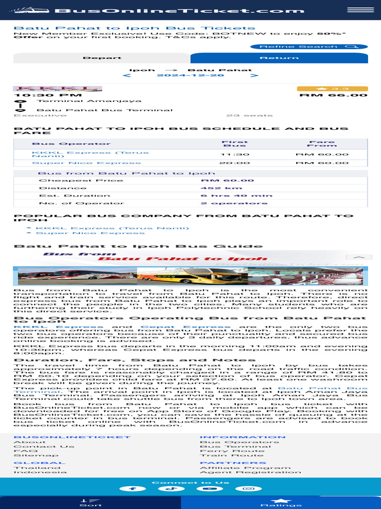 Batu Pahat to Ipoh Bus Tickets Guide | PDF | Land Transport | Public ...