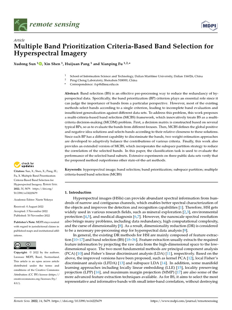 Multiple Band Prioritization Criteria-Based Band Selection ...