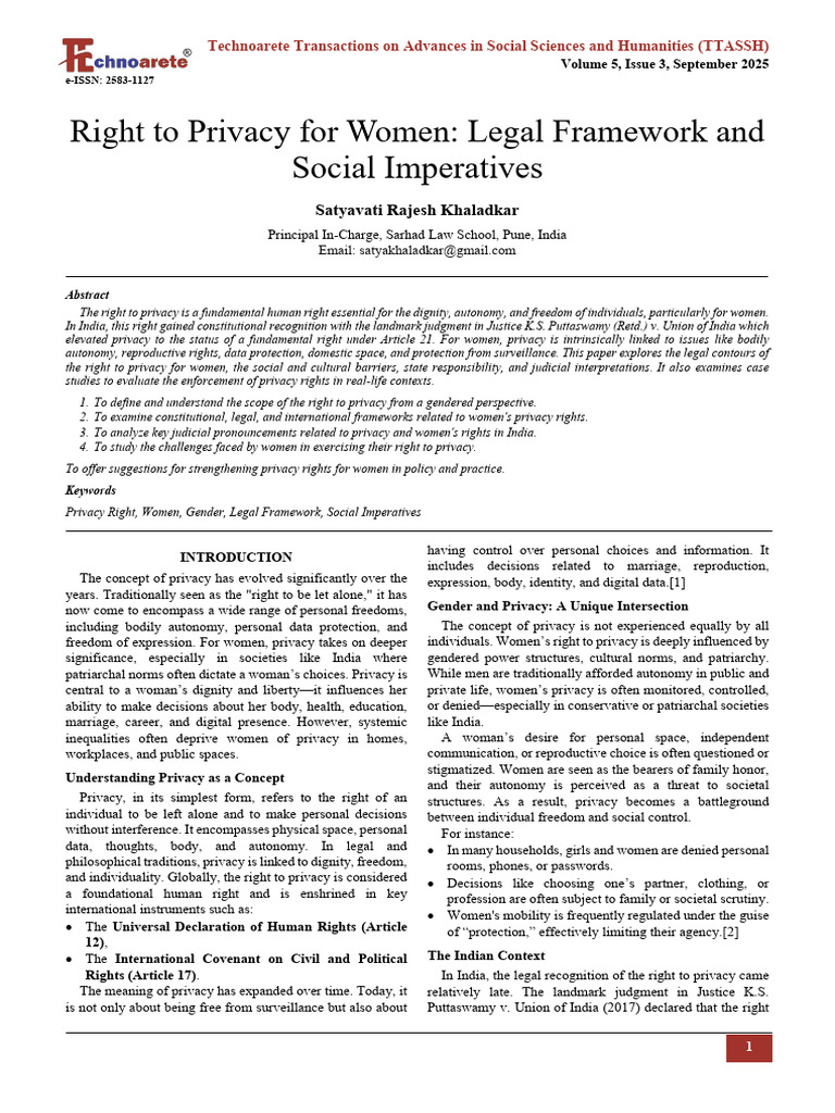 Privacy For Women | PDF | Privacy | Reproductive Rights