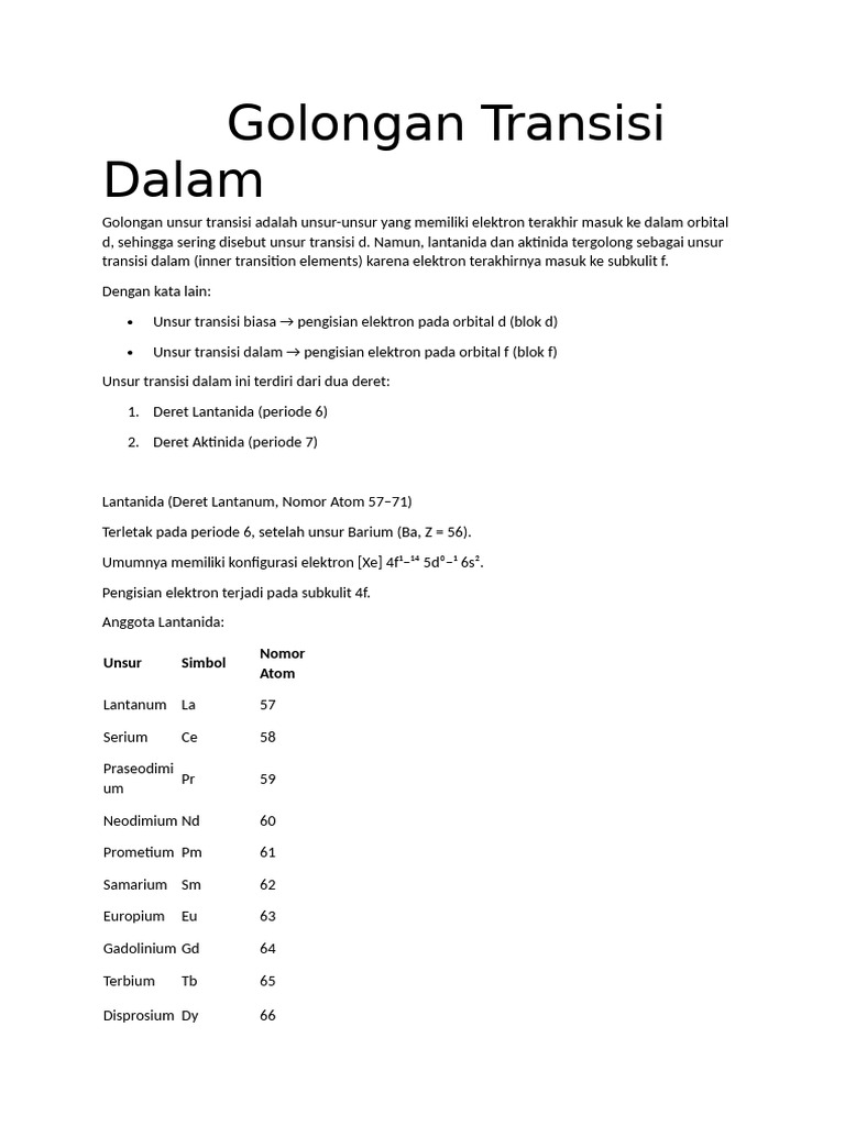 Golongan Transisi Dalam | PDF