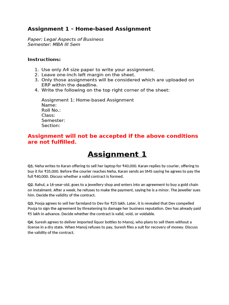 Assignment Assignment 1 - Home-Based Assignment | PDF