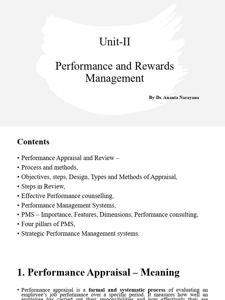 Unit-II Performnace and Rewards Management | PDF | Performance Appraisal | Leadership
