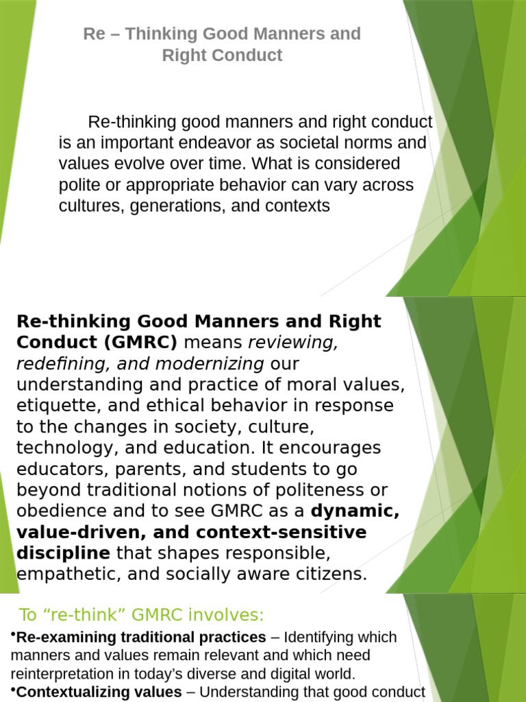 Re-thinking-good-manners-and-right-conduct-is-2 | PDF | Etiquette | Value (Ethics)