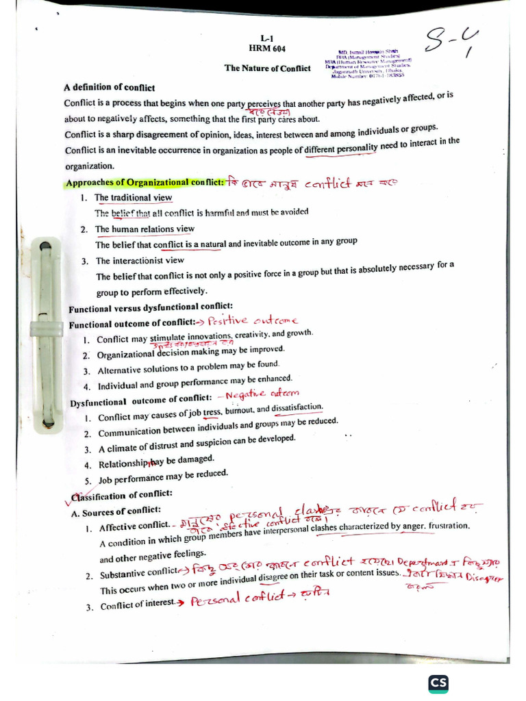 Conflict Management Note PDF | PDF