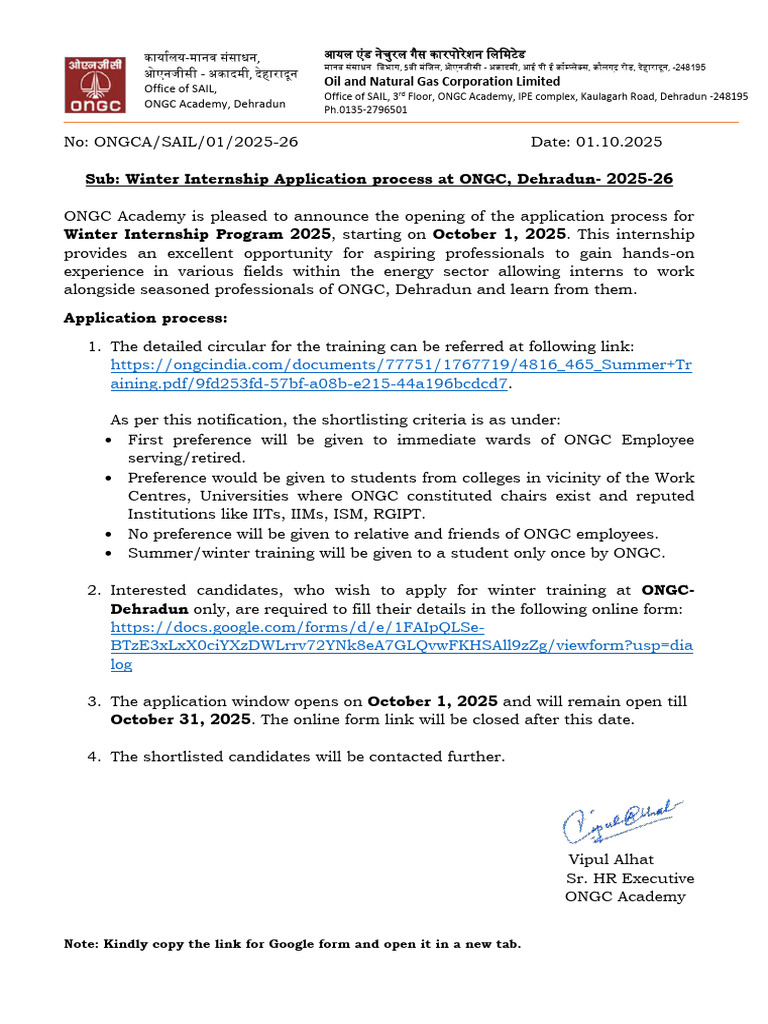 ONGC Winter Internship 2025 Registration | PDF | Hydrocarbons | Fossil ...