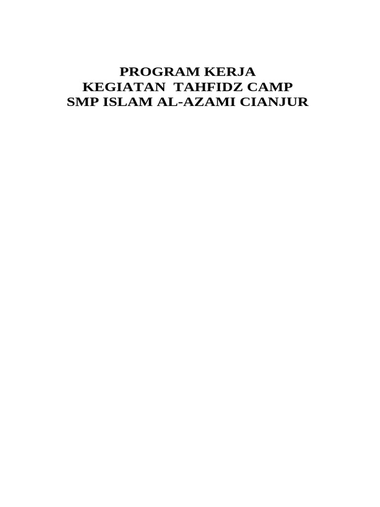 Rencana Tahfidz Camp SMP Al-Azami 2025 | PDF