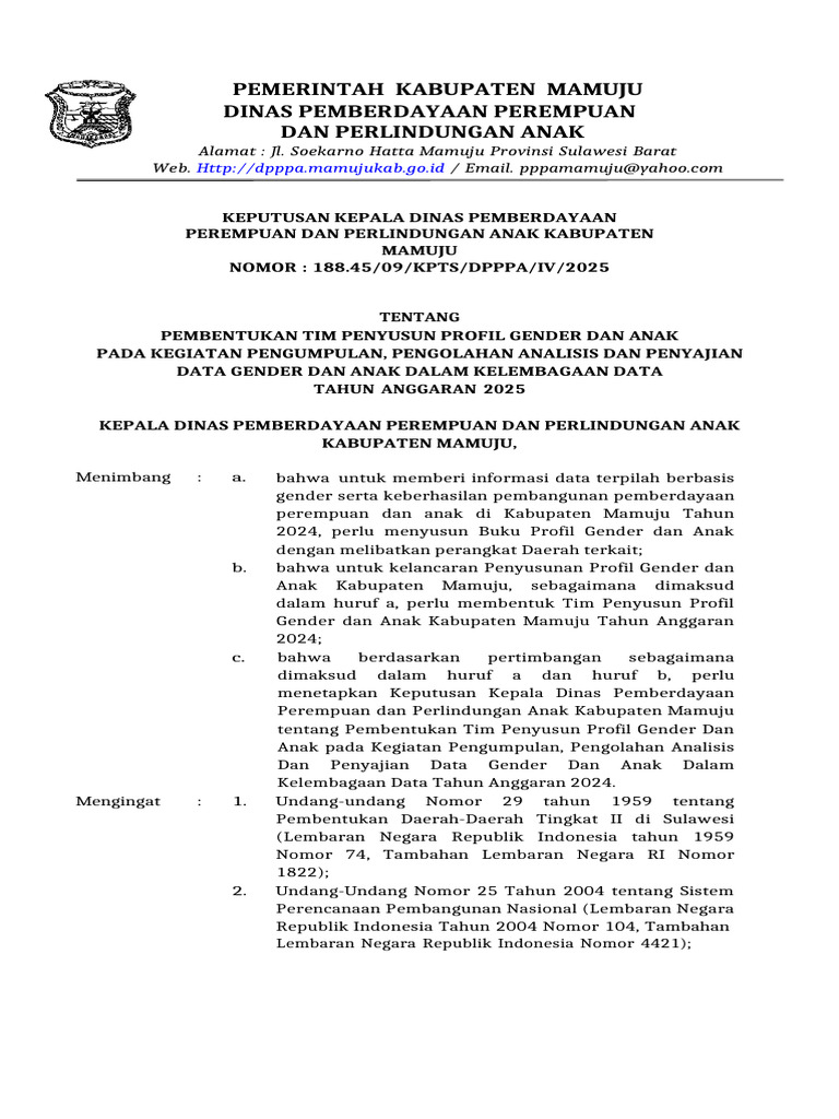 DRAFT SK Profil Gender 2025 | PDF