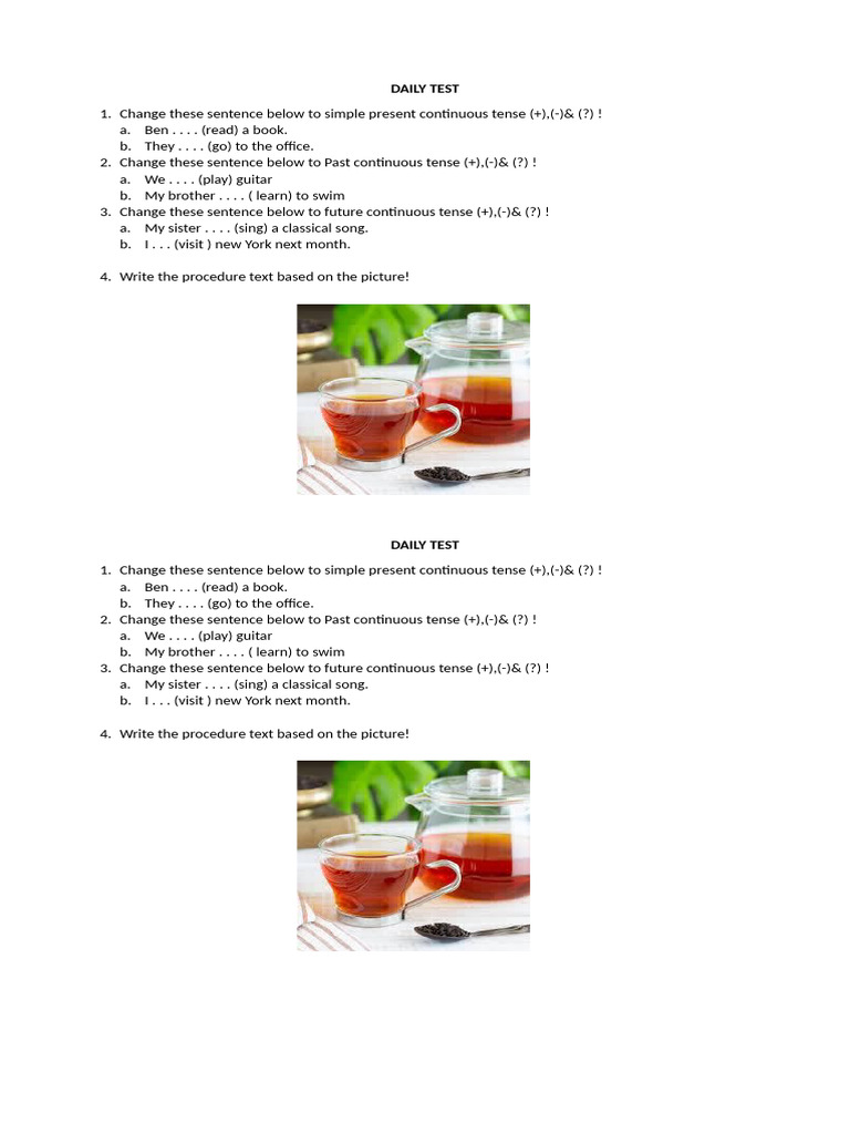 DAILY TEST Procedure Text | PDF