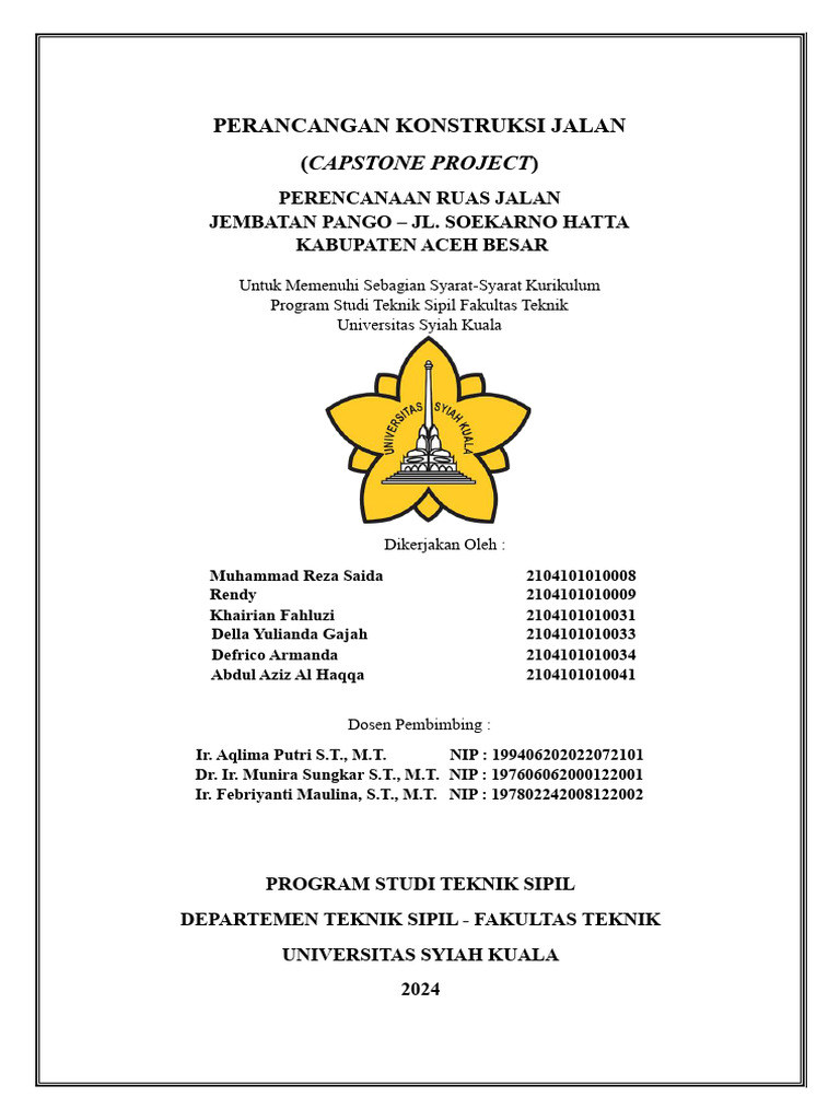 Laporan Capstone Perancangan Konstruksi Jalan (PKJ) Kelompok 28 | PDF